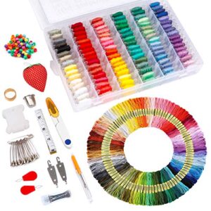 inscraft embroidery floss kit, 364 pack embroidery cross stitch kit with 200 colors friendship bracelets floss and cross stitch tools for embroidery and friendship bracelet string make