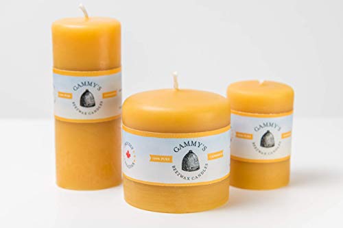 2"x5" Smooth Beeswax Pillar - 100% Pure Beeswax, hand-poured and family-run - by Gammy's Beezwax Candles