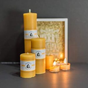 2"x5" Smooth Beeswax Pillar - 100% Pure Beeswax, hand-poured and family-run - by Gammy's Beezwax Candles