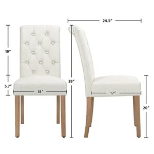 Topeakmart Dining Chair Living Room Chairs Tufted Dining Chair with Solid Wood Legs Restaurants Chairs Beige, 2pcs (Renewed)