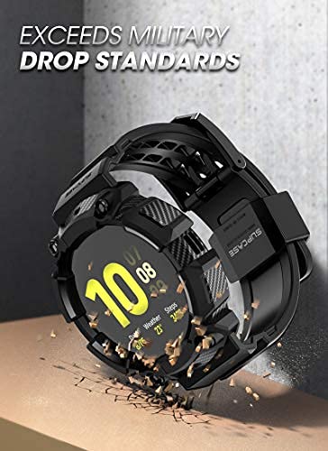 SUPCASE [Unicorn Beetle Pro] Series Case for Galaxy Watch Active 2, Rugged Protective Case with Strap Bands for Galaxy Watch Active 2 [44mm] 2019 Release (Black)