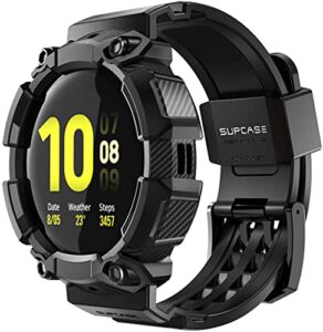 supcase [unicorn beetle pro] series case for galaxy watch active 2, rugged protective case with strap bands for galaxy watch active 2 [44mm] 2019 release (black)