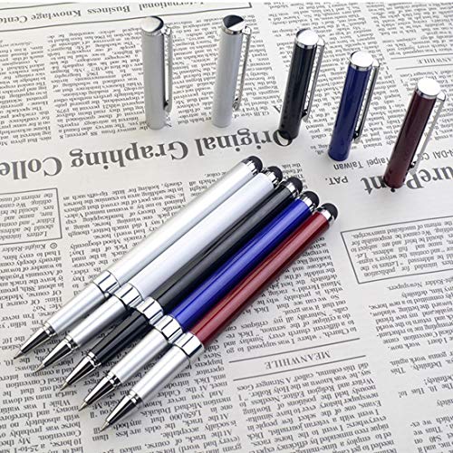 Ancolo Personalized Pens with Stylus -10 pcs/pack Custom Printed Name Pens with Black Ink - Imprinted with Logo or Slogan/phone number/address - Perfect for advertising (Red)