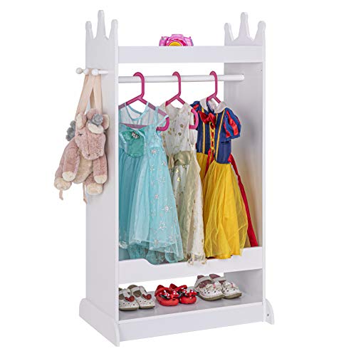 UTEX Kid’s See and Store Dress-up Center, Costume Closet for Kids, Open Hanging Armoire Closet,Pretend Storage Closet for Kids,Costume Storage Dresser (White)