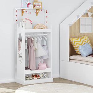 UTEX Kid’s See and Store Dress-up Center, Costume Closet for Kids, Open Hanging Armoire Closet,Pretend Storage Closet for Kids,Costume Storage Dresser (White)