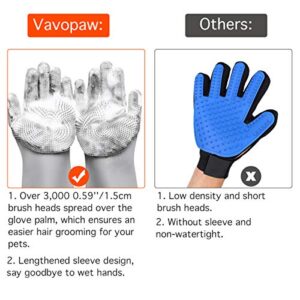 VavoPaw Magic Pet Grooming Gloves, Dog Bathing Shampoo Gloves with High Density Teeth, Heat Resistant Silicone Pet Hair Remover Brush for Cat & Dogs, Gray