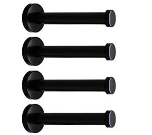 nelxulas classic black stainless steel heavy duty wall mount hooks, bath towel hooks, coat hanger, handbag hooks, 4 in pack (6")