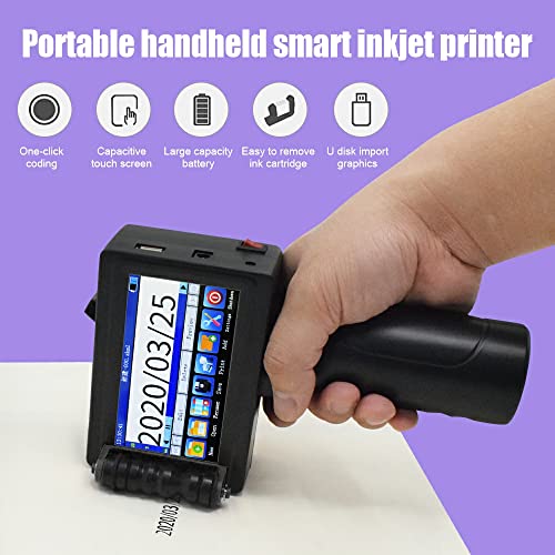 TOAUTO Portable Intelligent Upgraded Handheld Inkjet Printer HP-003 with 3.7 Inch LED Touch Screen Quick-Drying Inkjet Coding Machine for Code Date Label (Support 14 Languages & 3 Print Precision)