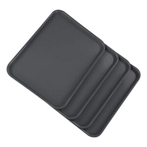 Xowine 4-Pack Plastic Fast Food Tray, Serving Tray, Gray