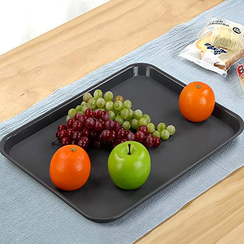 Xowine 4-Pack Plastic Fast Food Tray, Serving Tray, Gray