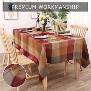 Rectangle Tablecloth, Red Tablecloth for Rectangle Tables 60 x 84 Waterproof Table Cover Spill Proof Wrinkle Resistant Table Protector for Outdoor and Kitchen Dining Room(60"x84",6-8 Seats,Red)-M