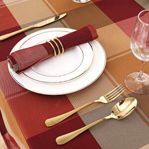 Rectangle Tablecloth, Red Tablecloth for Rectangle Tables 60 x 84 Waterproof Table Cover Spill Proof Wrinkle Resistant Table Protector for Outdoor and Kitchen Dining Room(60"x84",6-8 Seats,Red)-M