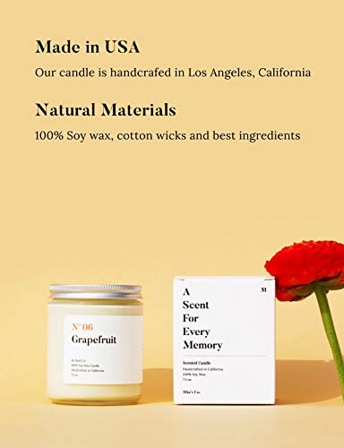 Mia's Co Grapefruit Scented Candle, Handmade with Natural Soy Wax and Cotton Wicks, 7.5 oz Minimalist Aromatherapy Candle for Home, Long Lasting Burning for Stress Relief, Candle Gift for Women