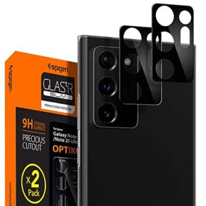 spigen camera lens screen protector [glastr optik] tempered glass designed for galaxy note 20 ultra [black] - case friendly / 2 pack