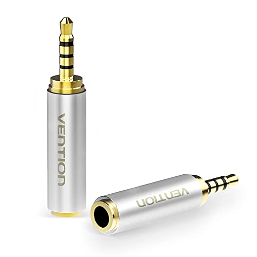 VENTION 3.5mm to 2.5mm Audio Adapter, 3.5mm Female to 2.5mm Male Audio Converter, Gold-Plated Audio Jack Connector, 3.5 to 2.5 Stereo/Mono Auxiliary Plug for Headphones Earphones Speakers (2 Pack)