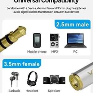 VENTION 3.5mm to 2.5mm Audio Adapter, 3.5mm Female to 2.5mm Male Audio Converter, Gold-Plated Audio Jack Connector, 3.5 to 2.5 Stereo/Mono Auxiliary Plug for Headphones Earphones Speakers (2 Pack)