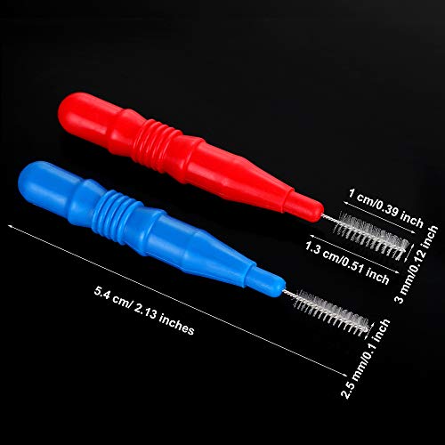 100 Pieces Braces Dental Brush Flosser for Cleaner Interdental Brush Toothpick Dental Tooth Flossing Head Oral Dental Hygiene Toothpick Cleaners Cleaning Tool(Red and Blue)