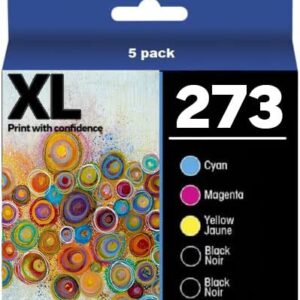 INKjetsclub Remanufactured Ink Cartridge Replacement for 5 Pack - Epson 273XL High Yield Ink Cartridge Value Pack. Includes Photo Black, Black, Cyan, Magenta and Yellow Compatible Ink Cartridges.