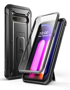 supcase unicorn beetle pro series case designed for lg v60 thinq (2020 release),full-body rugged holster & kickstand case with built-in screen protector (black)