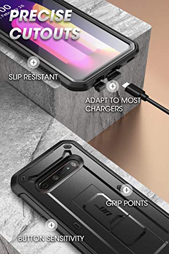 SUPCASE Unicorn Beetle Pro Series Case Designed for LG V60 ThinQ (2020 Release),Full-Body Rugged Holster & Kickstand Case with Built-in Screen Protector (Black)