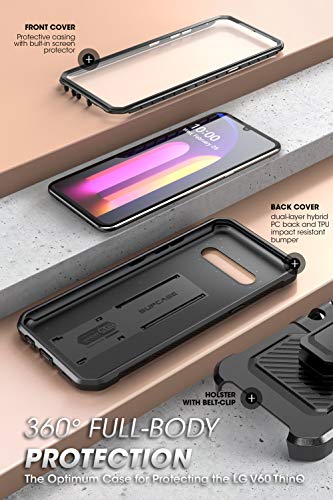 SUPCASE Unicorn Beetle Pro Series Case Designed for LG V60 ThinQ (2020 Release),Full-Body Rugged Holster & Kickstand Case with Built-in Screen Protector (Black)