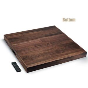 MAGIGO 28 x 28 Inches Extra Large Square Black Walnut Wood Ottoman Tray with Handles, Serve Tea, Coffee Classic Wooden Decorative Serving Tray