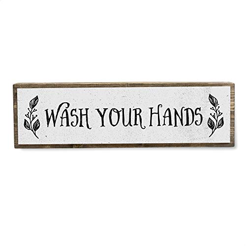 ANVEVO Wash Your Hands - Metal Wood Sign Light – Cute & Funny Wall Bathroom Decor - Rustic Wall Art - Modern Home Décor - Farmhouse Bathroom Decorations