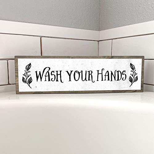 ANVEVO Wash Your Hands - Metal Wood Sign Light – Cute & Funny Wall Bathroom Decor - Rustic Wall Art - Modern Home Décor - Farmhouse Bathroom Decorations