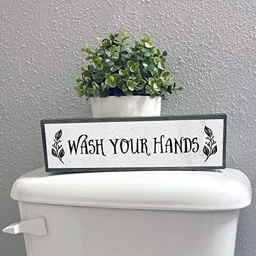 ANVEVO Wash Your Hands - Metal Wood Sign Light – Cute & Funny Wall Bathroom Decor - Rustic Wall Art - Modern Home Décor - Farmhouse Bathroom Decorations