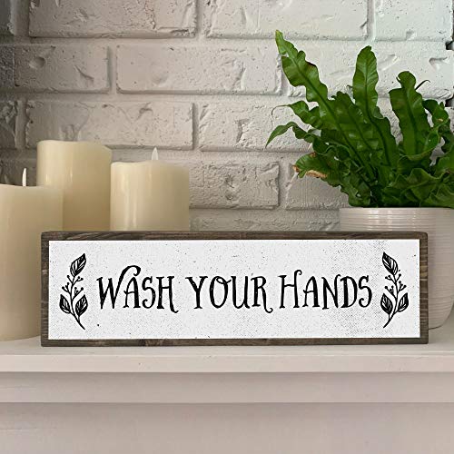 ANVEVO Wash Your Hands - Metal Wood Sign Light – Cute & Funny Wall Bathroom Decor - Rustic Wall Art - Modern Home Décor - Farmhouse Bathroom Decorations