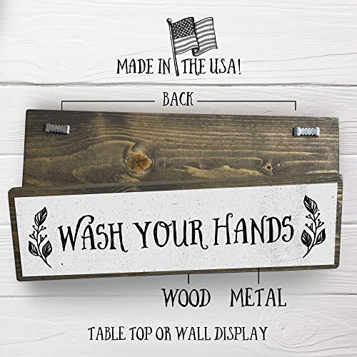 ANVEVO Wash Your Hands - Metal Wood Sign Light – Cute & Funny Wall Bathroom Decor - Rustic Wall Art - Modern Home Décor - Farmhouse Bathroom Decorations