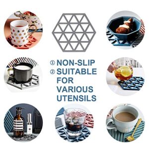 Silicone Trivets Mats for Dishes and Pots, Trivets Hot Pads for Table Countertops, Heat Resistant Trivets, Kitchen Pot Mat Table Decor trivets Pads for Bowl Dish Cooking Dining Set, (3 PCS, Grey)