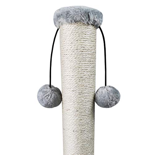 Dimaka 29'' Cat Scratching Post, Natural Sisal Rope Scratch Post with 4 Teasing Toy Balls for Large Cats (Grey)