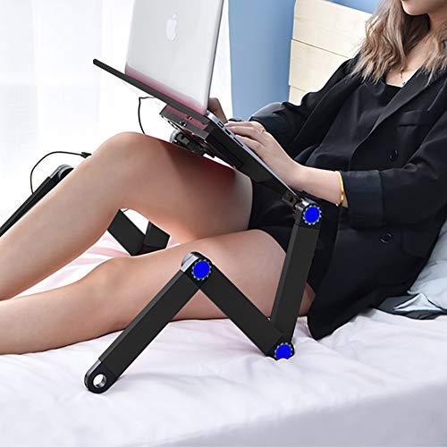 SYITCUN Laptop Table Adjustable Stand for Bed Sofa All Aluminium Alloy Standing Office Ergonomic Office Laptop Desk Portable Lightweight Compatible Notebook Tablets with Adjustable Mouse Pad