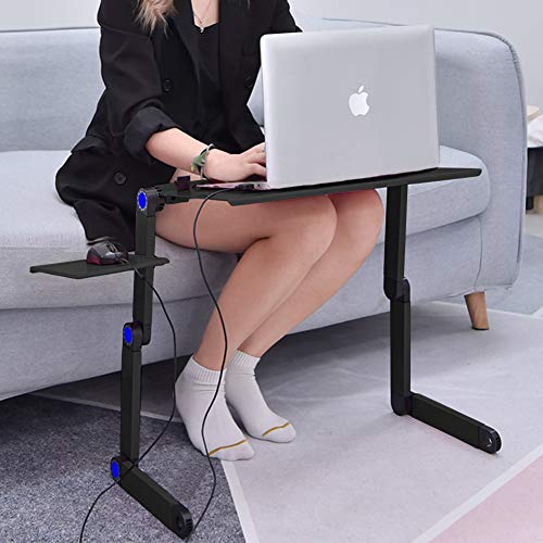 SYITCUN Laptop Table Adjustable Stand for Bed Sofa All Aluminium Alloy Standing Office Ergonomic Office Laptop Desk Portable Lightweight Compatible Notebook Tablets with Adjustable Mouse Pad