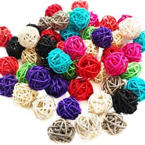 50 Pack Birds Toy Rattan Balls Parrot Parakeet Chewing Toys Pet Bird Chew Toy Parakeet Budgie Cage Accessories Wedding Party Decorative Crafts Hanging DIY Accessories