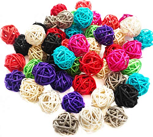 50 Pack Birds Toy Rattan Balls Parrot Parakeet Chewing Toys Pet Bird Chew Toy Parakeet Budgie Cage Accessories Wedding Party Decorative Crafts Hanging DIY Accessories