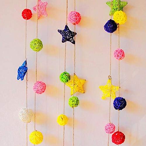 50 Pack Birds Toy Rattan Balls Parrot Parakeet Chewing Toys Pet Bird Chew Toy Parakeet Budgie Cage Accessories Wedding Party Decorative Crafts Hanging DIY Accessories