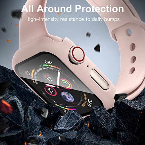 GEAK 2 Pack Hard PC Case Compatible with Apple Watch Case 38mm, Full Coverage Bumper Protective Case with Screen Protector for iWatch Series 3/2/1, Black/Pink