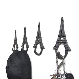 Rustic Style Industrial Cast Iron Coat Hook Heavy Duty Organizer Decoration Retro Creative Wall Hanging (Brown Eiffel Tower 2 Pack)