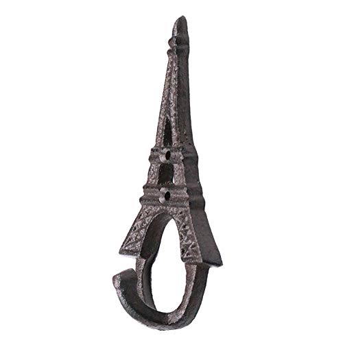 Rustic Style Industrial Cast Iron Coat Hook Heavy Duty Organizer Decoration Retro Creative Wall Hanging (Brown Eiffel Tower 2 Pack)