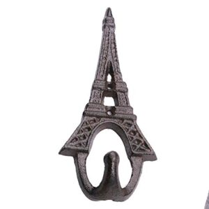 Rustic Style Industrial Cast Iron Coat Hook Heavy Duty Organizer Decoration Retro Creative Wall Hanging (Brown Eiffel Tower 2 Pack)