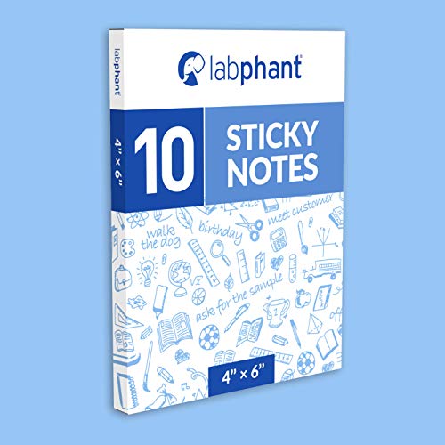 labphant Dry Erase Sticky Notes - 10 Pack of 4x6 Inch; Adhesive Free Reusable Whiteboard Stickers for Smooth Surfaces; No More Paper Post Notes - Reusable Home and Office Product (White, 4 x 6)