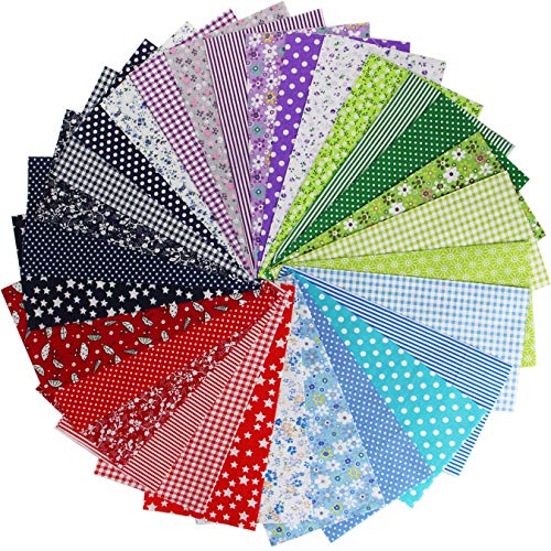 aufodara 30pcs Colorful Fabric Cotton Craft Fabrics Bundles Squares Patchwork 10"x10" (25cm x 25cm) Quilting DIY Handmade Sewing Scrapbooking