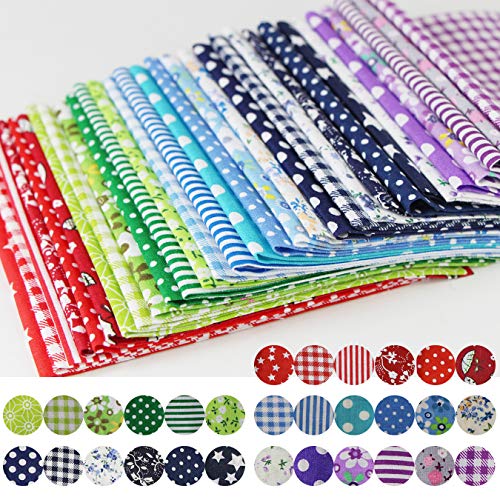 aufodara 30pcs Colorful Fabric Cotton Craft Fabrics Bundles Squares Patchwork 10"x10" (25cm x 25cm) Quilting DIY Handmade Sewing Scrapbooking