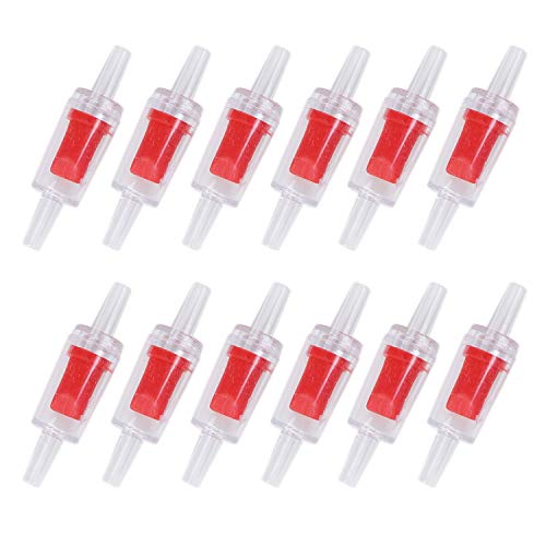 Aquarium Air Tubing Accessories Non-Return Valves,Check Valve for 3/16 '' Fish Tank Air Line (Red 12 pcs)