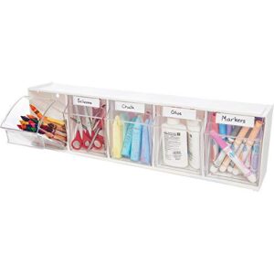 deflecto interlocking multi storage organizer tilt bin, 6.5" x 23.6" x 5.3", white