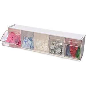 Deflecto Interlocking Multi Storage Organizer Tilt Bin, 6.5" x 23.6" x 5.3", White