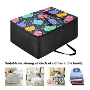 Blueangle Colorful Elephant Print Large Quilt Storage Bag – Store and Protect Quilt Tops, Clothes and Fabrics – Features 2 Handles for Easy Carrying and Moving, 100L