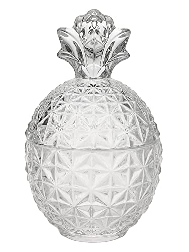 Crystal Glass Pineapple Embossed Candy Jar Candy Dish Food Storage Jar with Lid